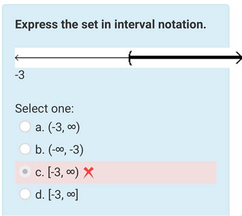 Solved Express The Set In Interval Notation Select One A 3∈fty