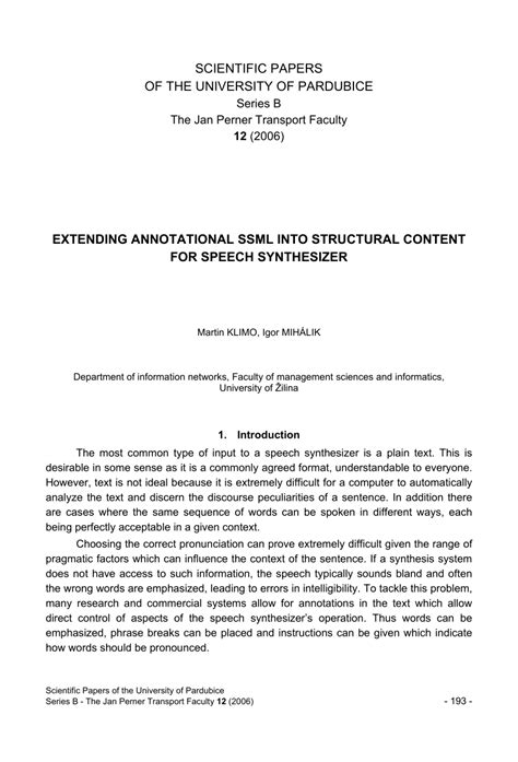 Pdf Extending Annotational Ssml Into Structural Content For Speech