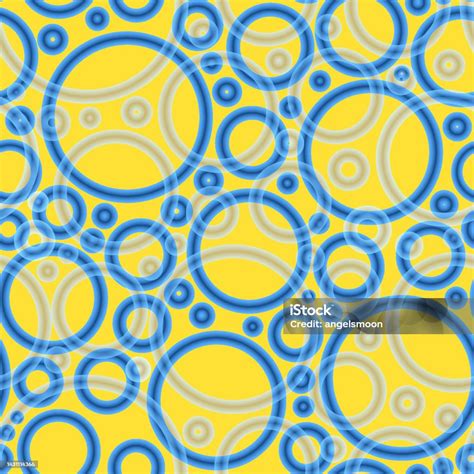기하학적 추상 이음새가 없는 패턴 노란색 배경에 무작위로 푸른 반지 0명에 대한 스톡 사진 및 기타 이미지 0명 구 그래픽 프린트 Istock