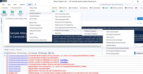 Error Running K Centroids Cluster Analysis Sample Alteryx Community