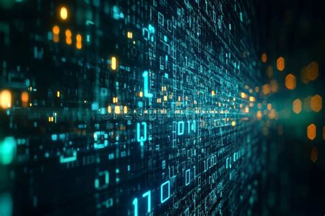 Abstract Composition Showcasing Floating Binary Code In 3d Rendering Stock Illustration