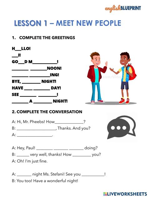 Greetings Exercises Elementary Esl Greetings Worksheets