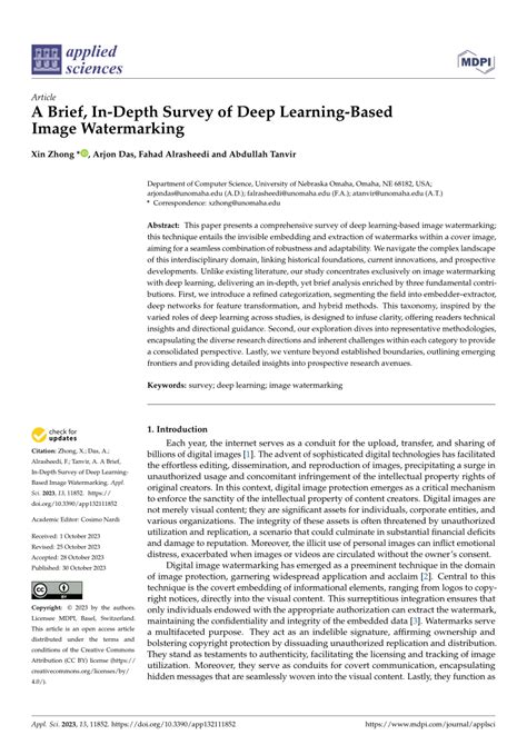 Pdf A Brief In Depth Survey Of Deep Learning Based Image Watermarking