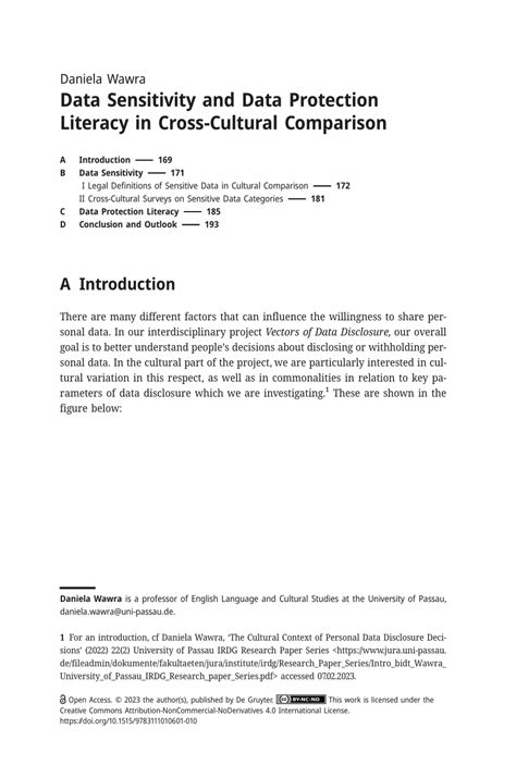 Pdf Data Sensitivity And Data Protection Literacy In Cross Cultural Comparison
