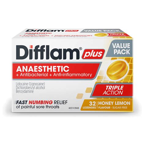 Difflam Plus Anaesthetic Lozenges Honey And Lemon