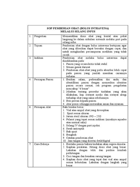 Pemberian Obat Bolus Intravena Melalui Selang Infus Pdf
