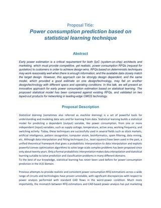 Power Consumption Prediction Based On Statistical Learning Techniques Davide Pandini