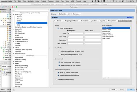 Java Intellij Android Studio Member Variable Prefix Stack Overflow
