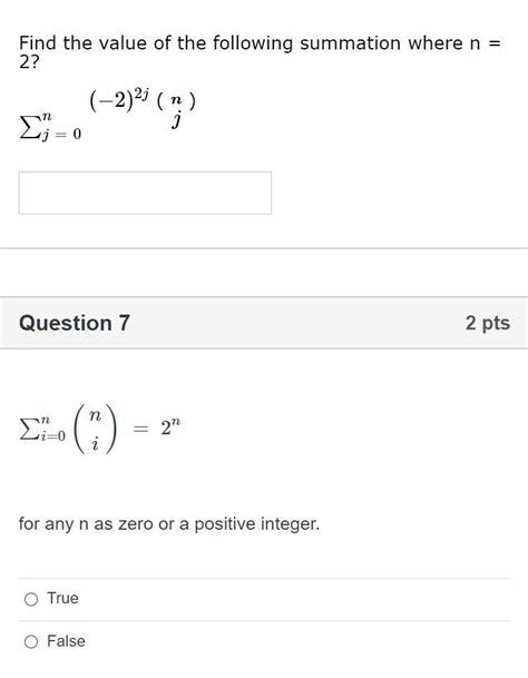 Solved Find The Value Of The Following Summation Where N Chegg