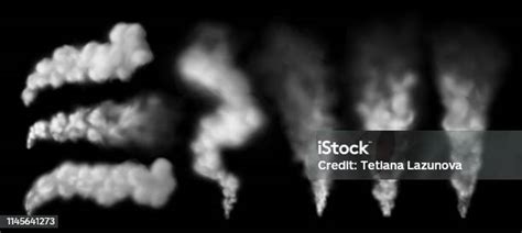 흡연 증기 굴뚝에서 연기가 나는 퍼프 수증기와 폭발 구름 격리 된 벡터 세트를 Geysir 기체 물리 구조에 대한 스톡 벡터