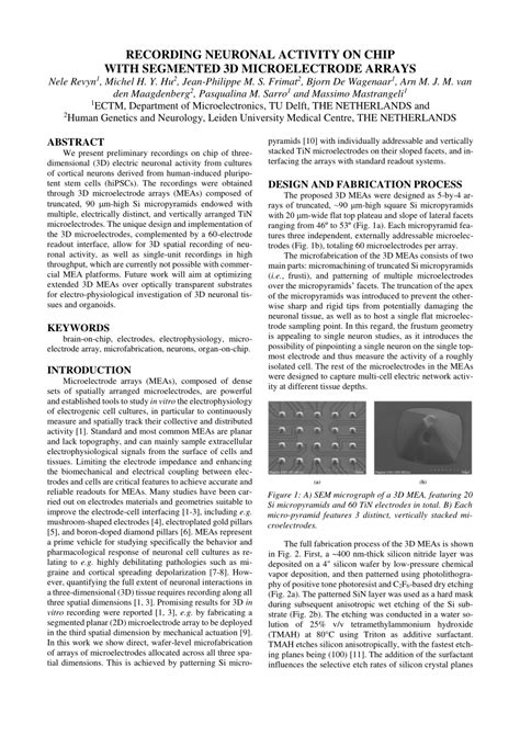 Pdf Recording Neuronal Activity On Chip With Segmented 3d