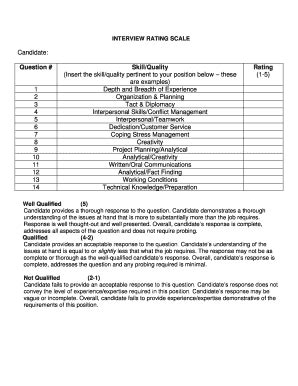 Fillable Online INTERVIEW RATING SCALE Fax Email Print PdfFiller