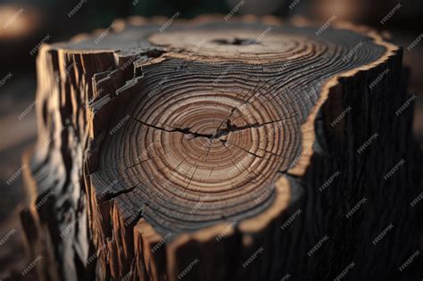 Premium Photo Detailed Shot Of A Single Stub Log With A Wooden Texture