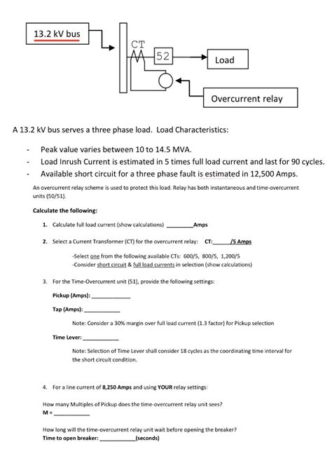 Solved kV bus СТ Load Overcurrent relay A kV Chegg