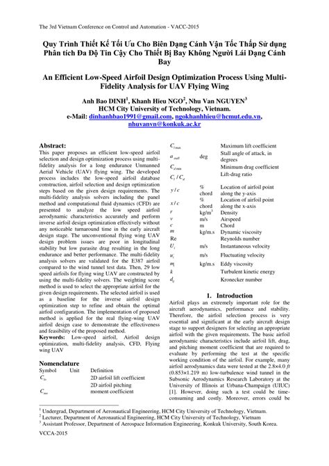 Pdf An Efficient Low Speed Airfoil Design Optimization Process Using