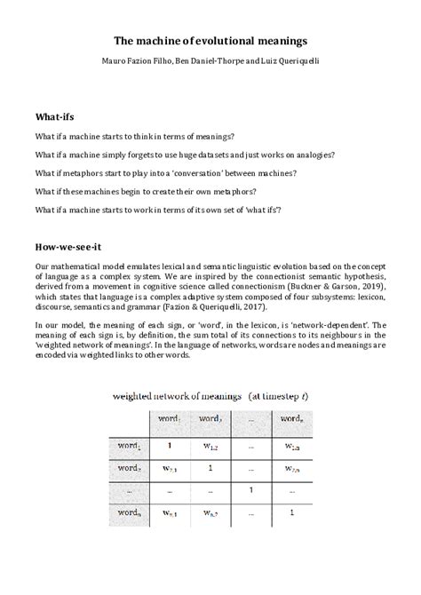 Pdf The Machine Of Evolutional Meanings