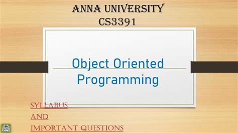 Object Oriented Programming Cs3391 Important Questions 2021 Anna