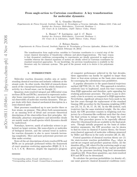 Pdf From Angle Action To Cartesian Coordinates A Key Transformation For Molecular Dynamics