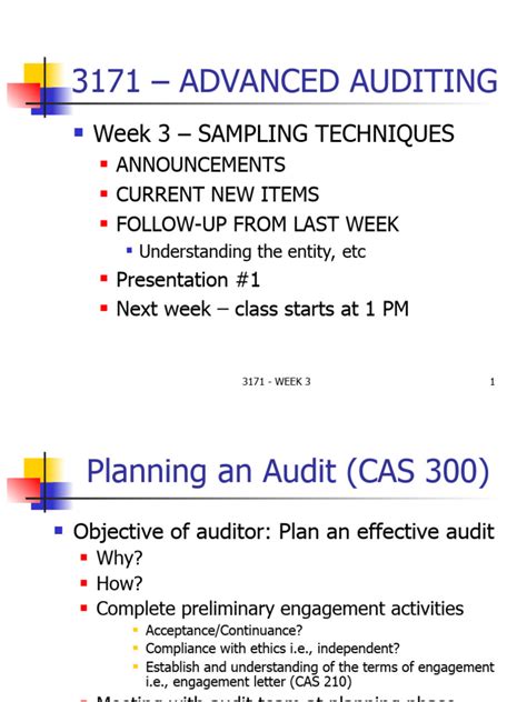 3171 Week3 Sampling F2012 Pdf Internal Control Audit
