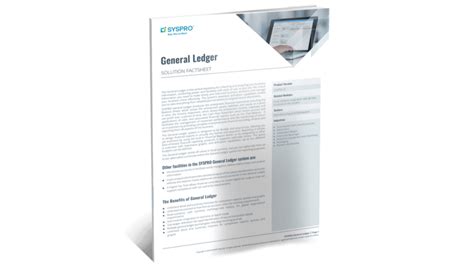 General Ledger Factsheet SYSPRO ERP System