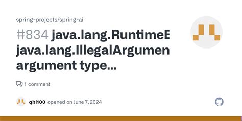 Javalangruntimeexception Javalangillegalargumentexception Argument Type Mismatch · Issue