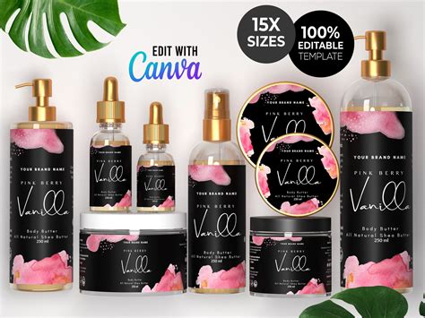 Diy Editable Body Product Labels Canva Diy Cosmetic Labels Editable Cosmetic Labels Wrap