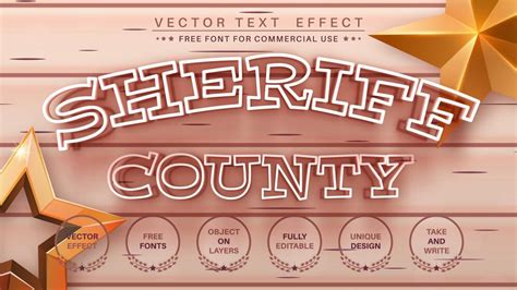 Premium Vector Wooden Sheriff County Editable Text Effect Font Style