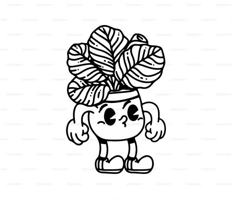 화분에 심은 식물의 흑백 그림 벡터 Unsplash의 일러스트 이미지