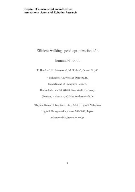 Pdf E Cient Walking Speed Optimization Of A Humanoid Robot Dokumen Tips