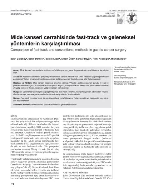 PDF Comparison Of Fast Track And Conventional Methods In Gastric