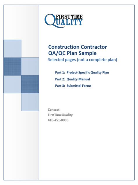 Contractor Qa Qc Plan Sample Pdf Quality Assurance Specification Technical Standard
