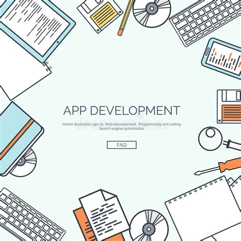 vector illustration lined flat computing background programming