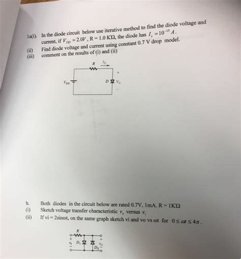 Solved In The Diode Circuit Below Use Iterative Method To Chegg