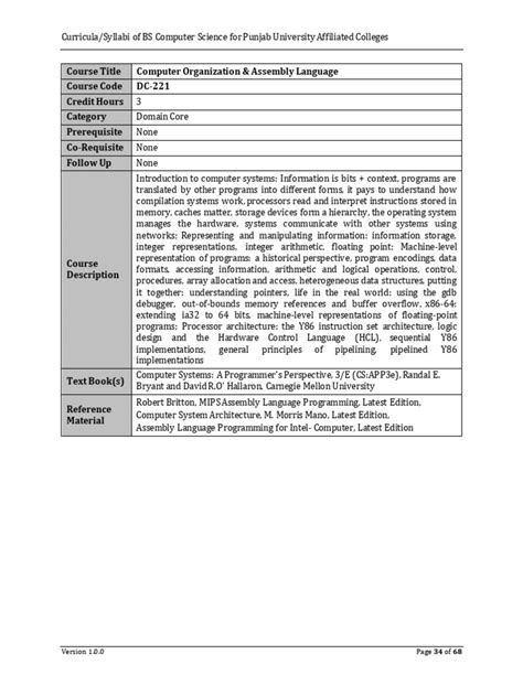 Dc 221 Computer Organization And Assembly Language Pdf