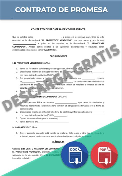 Contrato De Promesa Ejemplos Y Formatos Word Pdf Imag