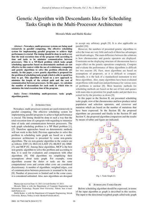 Pdf Genetic Algorithm With Descendants Idea For Scheduling Tasks