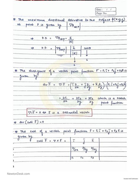 Solution Engineering Mathematics Vector Calculus Complete Solved Notes