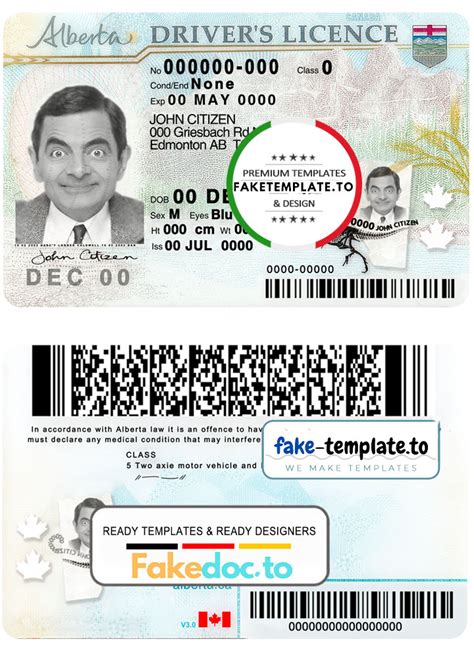 Alberta Drivers License Template FakeTemplate Cc