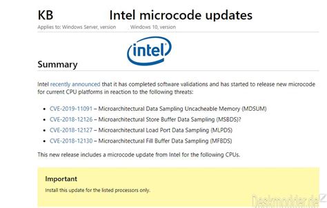Intel Microcode Updates Windows 10 1809 1803 1709 Und Darunter 1308