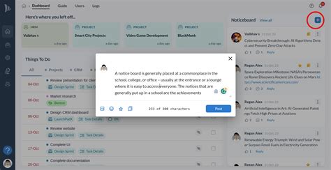 Notice Board TeamWave Knowledge Base Support Platform