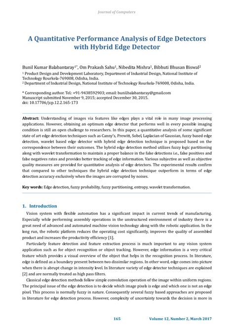 Pdf A Quantitative Performance Analysis Of Edge Detectors With Hybrid Edge Detector