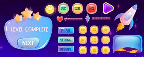 Game Ui Buttons And Elements For Space Interface Space Kit For Mobile App Menu Buttons Screen
