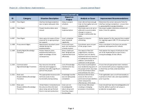 Lessons Learned Report