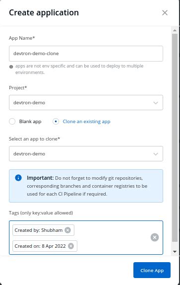 Clone An Existing Application Devtron