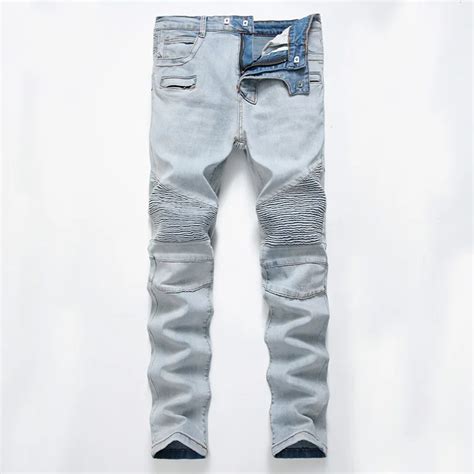 2018 New Skinny Biker Jeans Men High Stretched Fashion Jeans With