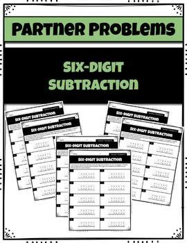 Six Digit Subtraction Partner Problems By Lisa Wynn TPT