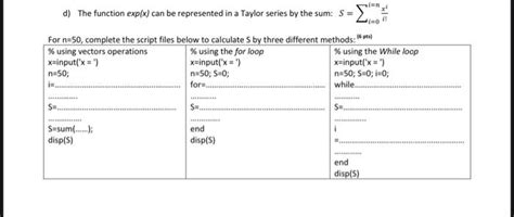 Solved D The Function Exp X Can Be Represented In A Taylor
