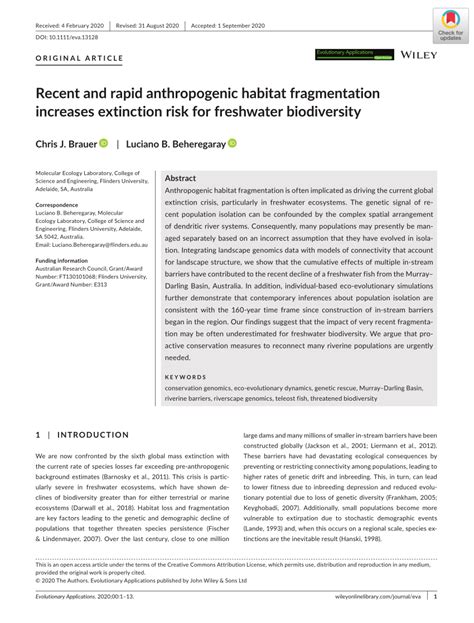 Pdf Recent And Rapid Anthropogenic Habitat Fragmentation Increases Extinction Risk For