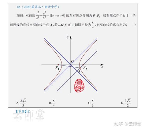第二百七十八夜双曲线焦点三角形的内切圆 知乎