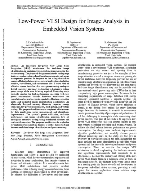 Low Power Vlsi Design For Image Analysis In Embedded Vision Systems Pdf Computer Vision